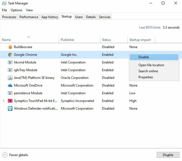How to stop chrome from opening on startup in Windows